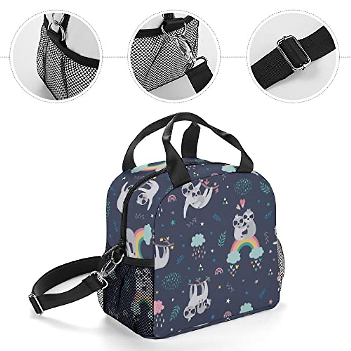 Cute Sloths Lunch Bag for Women Men, Portable Insulated Lunch Box, Lunch Tote Bag for Work Outdoor