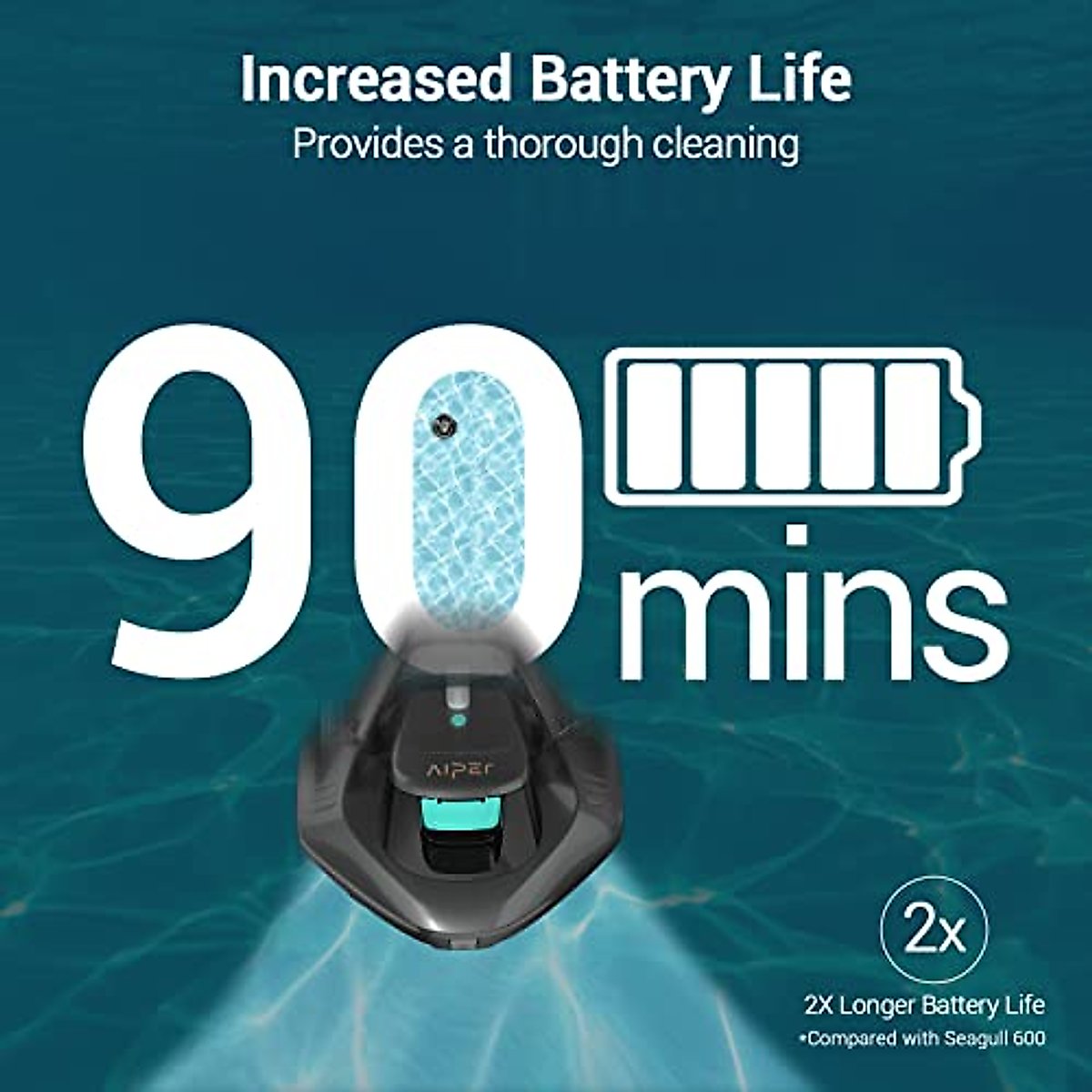 AIPER Cordless Robotic Pool Cleaner, Pool Vacuum Lasts 90 Mins, LED Indicator, Self-Parking, Ideal for Above/In-Ground Flat Pools up to 40 Feet