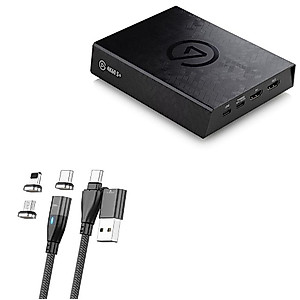 BoxWave Cable Compatible with Corsair Game Capture 4K60 S+ - MagnetoSnap PD AllCharge Cable (100W), Magnet PD 100W Charging Cable USB Type-C Micro USB for Corsair Game Capture 4K60 S+ - Jet Black