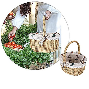 UXZDX 1 Hand Woven Picnic Basket Wicker Woven Flower Storage Basket Portable Household Basket