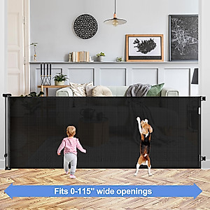42" Tall X 115" Long Baby Gates Indoor Extra Long Baby Gates for Large Openings Extra Tall Retractable Dog Gates for The House Extra Wide Retractable Pet Gate Extra Large Baby Gate Extra Long Dog Gate