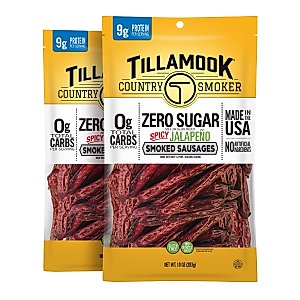 Tillamook Country Smoker Zero Sugar Spicy Jalapeño Keto Friendly Smoked Sausages, 10 Ounce (Pack of 2)