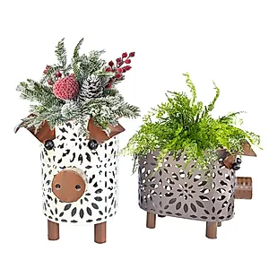 Zoreal Metal Decorative Small Baskets,Narrow Baskets with Handles for Storage,Pig Designs Farmhouse Cute Basket for Kitchen,Bathroom,Livingroom,Office Shelf Decor Aesthetic set of 2