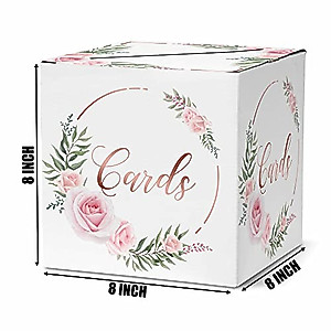 8”Card Box, Floral Cards Receiving Box, For Birthday, Wedding, Bridal or Baby Shower, Engagement, Retirements, Graduation, Money Box Holder, Party Favor, Decorations, 1 pte (Cabox006）