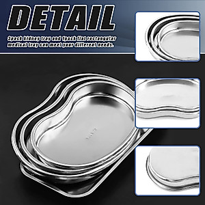Glarks 4 Pack 8.5" 7.9" 7.1" 304 Stainless Steel Kidney Tray Reusable Metal Kidney Dish Emesis Basin and 8.6" Flat Rectangle Medical Surgical Tray Kit for Soiled Dressings, Medical Waste