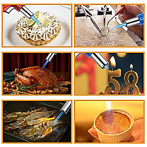 ZEBRE Butane Torch, Refillable Culinary Torch Kitchen Blow Torch Lighter with Adjustable Flame for Desserts, Creme Brulee, BBQ and Baking (Butane Gas Not Included) (Blue)