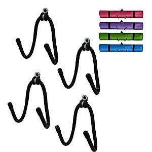 Pack of 4, Kesywale Yoga Mat Foam Rollers Wall Rack Wall Mount Storage Holder Shelf for Your Fitness Class or Home Gym, Adjustable Size (4)