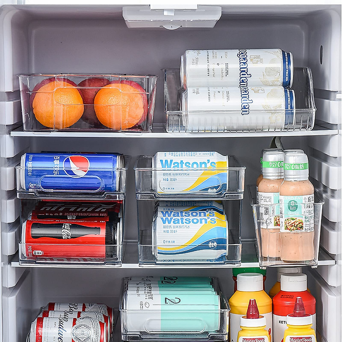 ZOAJU 2-Layer Soda Can Organizer for Refrigerator Can Dispenser Pantry Storage Rack for Freezer Countertops Cabinets Pantry, Automatic Dispensing