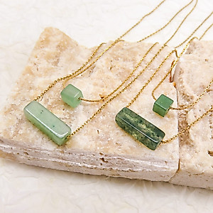 Green (Dark) Bar Layered Fashion Necklace Pendant for Women with Adjustable Extension Chain - Dark Green