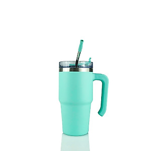 Hogg 20oz Grippy Tumbler with Removable Handle, Lid, and Stainless Steel Straw, DIY, Customizable, Double Wall Insulated Tumblers (Mint)