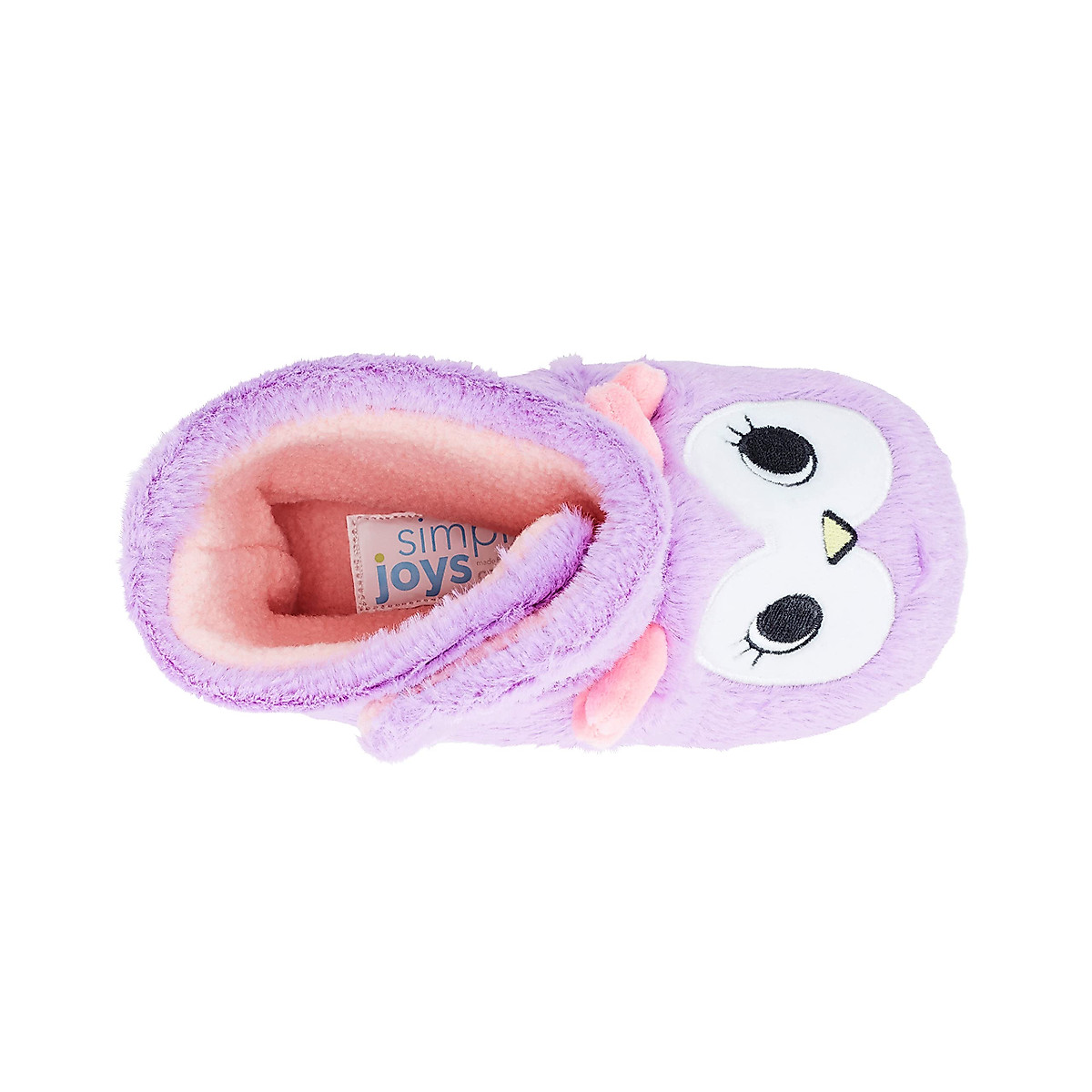 Simple Joys by Carter's Unisex Babies and Toddlers Fuzzy Slipper, Lilac, Owl, X-Large Little Kid