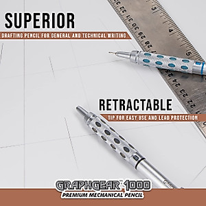 Pentel GraphGear 1000 Mechanical Pencil, (0.5mm), Black Barrel, 1 Each (PG1015A), Metallic Grey