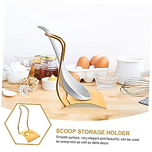 DOITOOL Integrated Spoon Rest Upright Spoon Rest Sturdy Spoon Holder Black Flatware Spoon Holder for Stovetop Ladle Delicate Spoon Holder Colander Stainless Steel Household