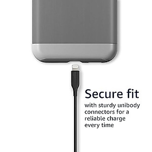Amazon Basics USB-A to Lightning ABS Charger Cable, MFi Certified Charger for Apple iPhone 14 13 12 11 X Xs Pro, Pro Max, Plus, iPad, 6 Foot, Black