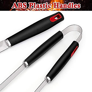 HaSteeL BBQ Grill Accessories Set of 7, Stainless Steel Grilling Tools Set with Storage Bag, Heavy Duty Grill Spatula, Tong, Fork, Basting Brush, Cleaning Brush, Dishwasher Safe & Man’s Gift