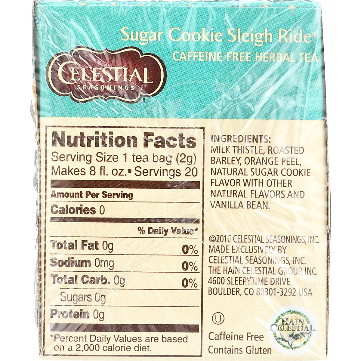 Celestial Seasonings Sugar Cookie Sleigh Ride Tea Bags, 20 ct