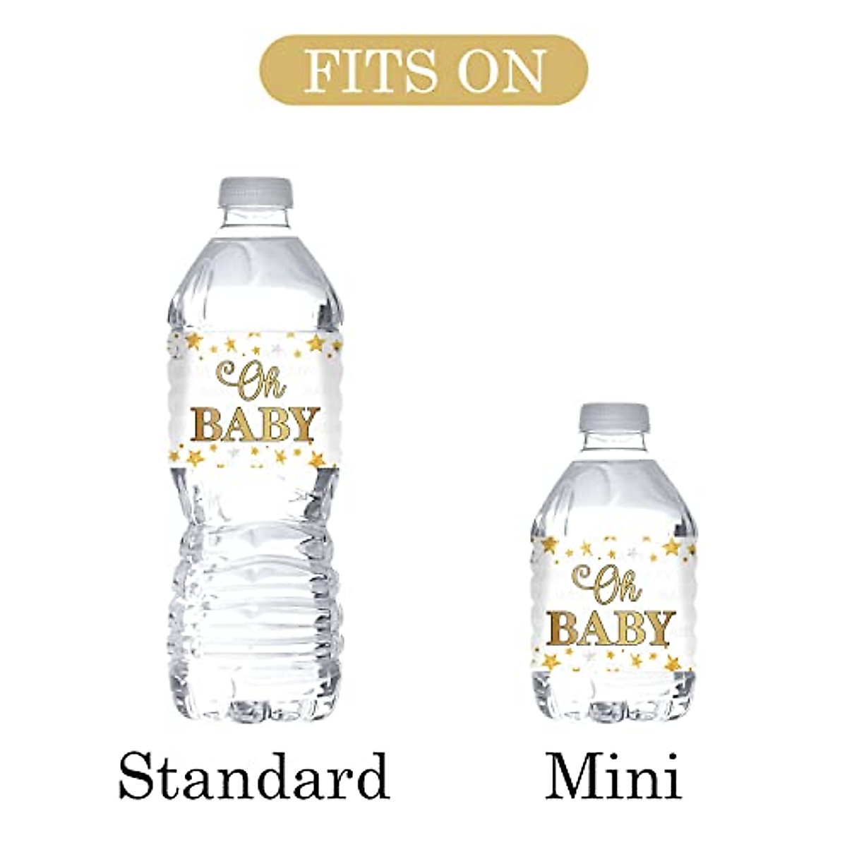 MonMon & Craft Oh Baby Water Bottle Stickers / Gender Reveal Bottle Wrappers / Baby Shower / Welcome Baby / Baby 1st Birthday Party Water Labels Supplies Waterproof ( Set of 32 )