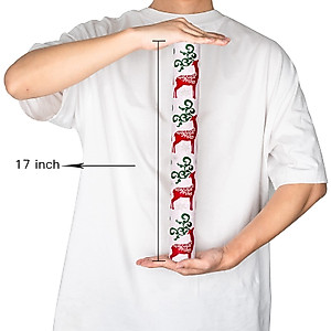 MAYPLUSS Christmas Reversible Wrapping Paper - Mini Roll - 17 Inch X 32.8 Feet- Red Green Reindeer Design (47.3 sq.ft.ttl)