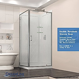 DreamLine SlimLine 34 in. D x 48 in. W x 2 3/4 in. H Right Drain Double Threshold Shower Base in Black, DLT-1034482-88