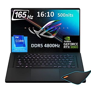 Asus 2022 Newest ROG Zephyrus 16'' FHD 165Hz Gaming Laptop-Intel Core i7-12700H (Beat i9-11900H), NVIDIA GeForce RTX 3060 (TGP 120W) - Thunderbolt 4 - with Mouse Pad (40GB DDR5 RAM| 2TB PCIe SSD)
