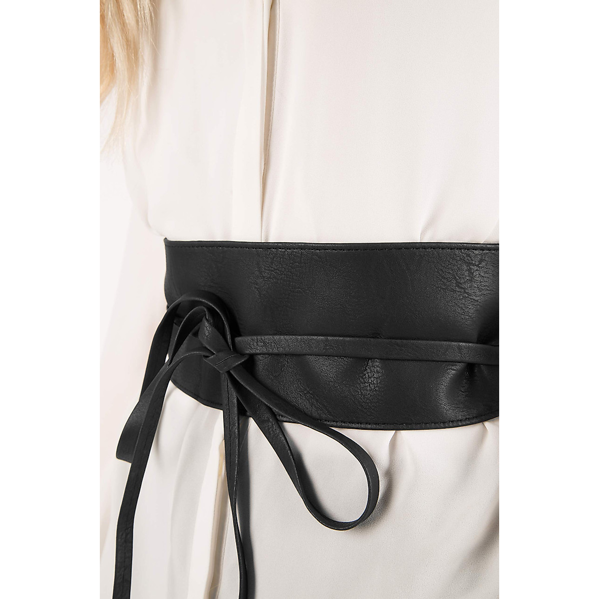 BlackButterfly Obi Waist Band Self Knot Tie Up Cinch Belt (Black, One Size)