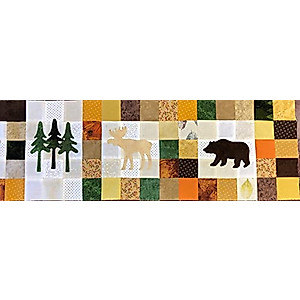 Autumn Table Runner Wall Hanging Kit - Fabric Charm Packs - 2.5-Inch Precut Fabric - Quilt Fabric - 100% Quilting Cotton - Quilting Fabrics - Cabin - Bear - Moose