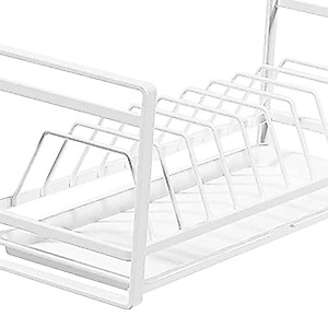 MagiDeal Steel Dish Rack Drying Plate Rack Stand Pot Lid Holder Kitchen Cabinet Organizer for Dish Plate Bowl Cup Pot Lid, Plate Holder, as described