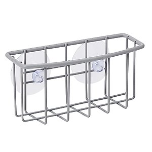 Oggi Metal Suction Sink Caddy- Kitchen Brush, Bar Soap, or Sponge Holder for Kitchen Sink, Great Kitchen Sink Organizer for Sink Accessories, 6˝ x 2.5˝ x 2.75˝, Silver