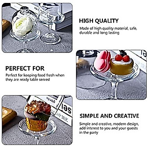 Mini Cake Stand Glass Mini Cupcake Display Plate with Dome Cover Pedestal Dessert Stand Holder for Wedding Birthday Party Supplies (Plain)