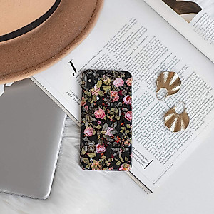 BURGA Phone Case Compatible With Samsung Galaxy Note 20 ULTRA - Hybrid 2-Layer Hard Shell + Silicone Protective Case -Cherries Blossom Floral Print Pattern Vintage - Scratch-Resistant Shockproof Cover