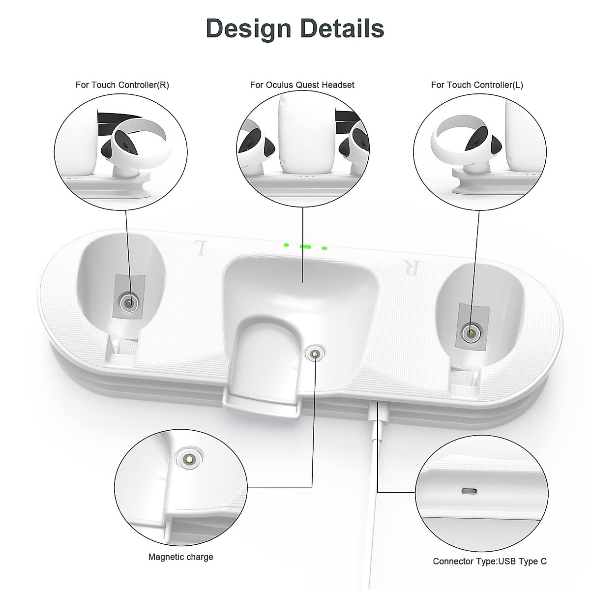 JOYTORN Charging Dock Accessories Compatible with Meta 2,[Support Elite Strap],Charge Controllers and Headset Simultaneously,2 Rechargeable Batteries,2 Battery Covers,USB-C Link Cable