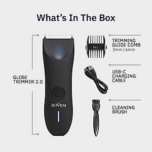 BOVEM Globe Trimmer 2.0 Electric Razor for Men Pubic Hair, Body Hair Trimmer, Groin Hair Trimmer For Men, Balls Trimmer Men Electric Shaver, Mens Grooming Kit – Body, Face, Groin & Beard Hair Clippers