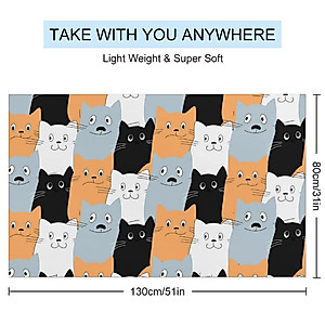 Cute Lovely Cats Microfiber Absorbent Lightweight Beach Towels Fast Dry Oversized Sand Free Beach Blanket 31x51in for Swimming Camping Travel Gym and Yoga