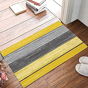 LTAETHC Vintage Rustic Old Wooden Board Door Mat, Yellow Gray Bedroom Decor Floor Mats, Absorbent Rugs for Living Room Non-Slip Bathroom Rugs Home Decor Kitchen Mat Area Rug - 18" x 30"