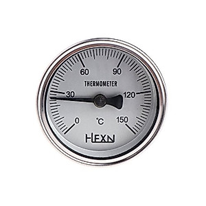 QIXIAMO Pipeline Thermometer 50/100/150/200/300℃ Bi-Metallic Metal Temperature Gauge for Pipeline Industrial Use