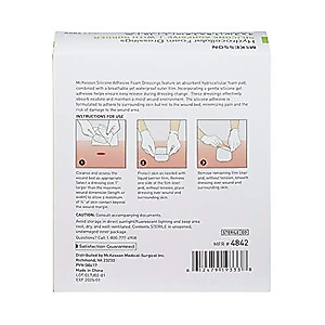 McKesson Hydrocellular Foam Dressings, Sterile, Silicone Adhesive with Border, Dimension 3 in x 3 in, Pad 1 4/5 in x 1 4/5 in, 10 Count, 1 Pack