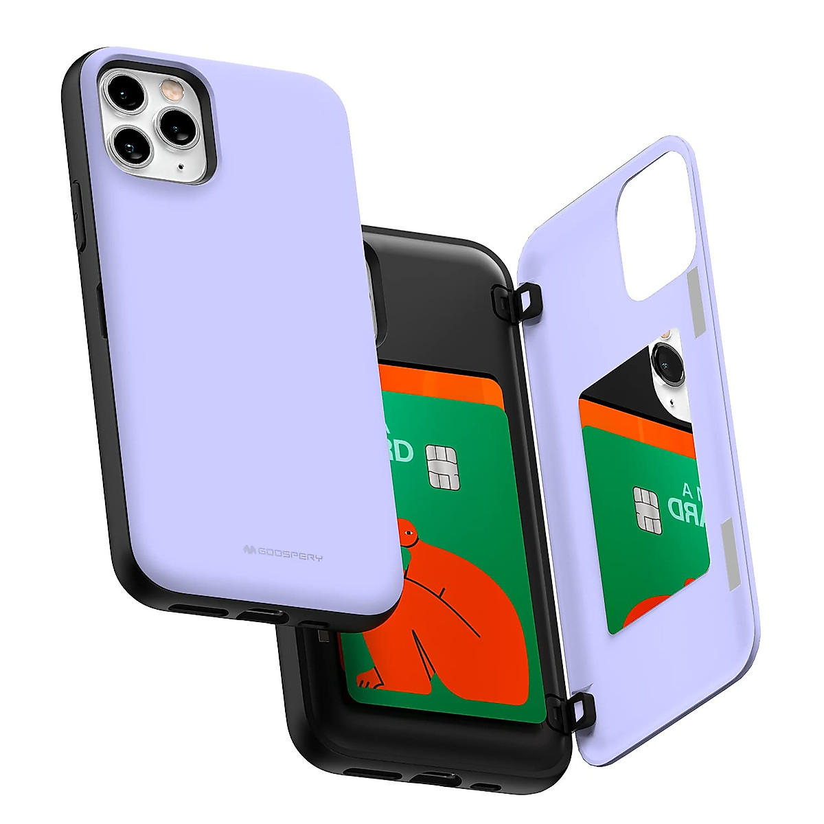 GOOSPERY iPhone 11 Pro Wallet Case with Card Holder, Protective Dual Layer Bumper Phone Case (Lilac Purple)