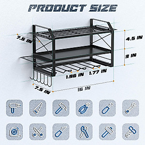 Bovkeoy Power Tool Organizer Wall Mount for Tool Storgae, 3 Layers Drill Holder Tool Organizers and Storage for Garage Organization Utility Rack with Screwdriver Holder/Plier Holder/Hammer Holder