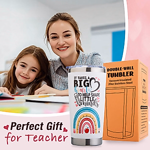 Teacher Tumbler-It Takes A Big Heart to Shape Little Minds, Teacher Coffee Mug, Teacher Appreciation Drinking Cup, Presents for Teachers Christmas Gifts Ideas, Best Teacher Ever, Toddler Teacher Gift