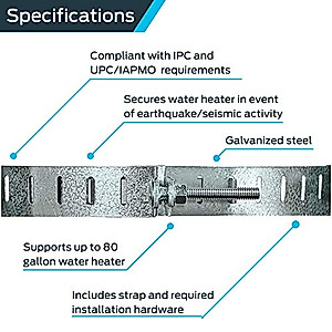 HoldRite QuickStrap for 80 Gallon Water Heater, Galvanized Stainless Steel, QS-50