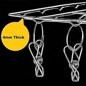 Mokife Clothes Sock Drying Rack with 36 Clips, Stainless Steel Underwear Dryer Swivel Laundry Hanger with Windproof Hook for Hanging Towels Bras Gloves Baby Clothes Indoor Outdoor