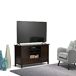 SIMPLIHOME Warm Shaker SOLID WOOD 47 Inch Wide Transitional TV Media Stand in Tobacco Brown for TVs up to 50 Inches, For the Living Room and Entertainment Center