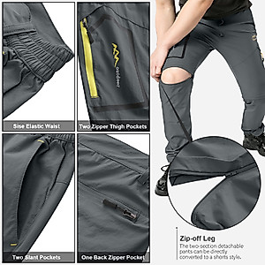 Mens Hiking Stretch Pants Convertible Quick Dry Lightweight Zip Off Outdoor Travel Safari Pants (818 Dark Grey 32)