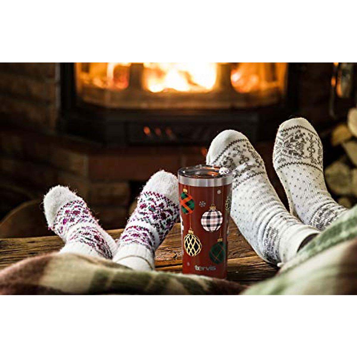 Tervis Made in USA Double Walled Christmas Holiday Ornaments Insulated Tumbler Cup Keeps Drinks Cold & Hot, 16oz, Clear