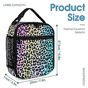 DTCCET 3PCS Multi-Colored Leopard Backpack Set, Stylish Laptop Bag Classic Leopard Daypack with Lunch Bags, Lightweight Shoulders Backpack with Multiple Pockets(Colorful Leopard)