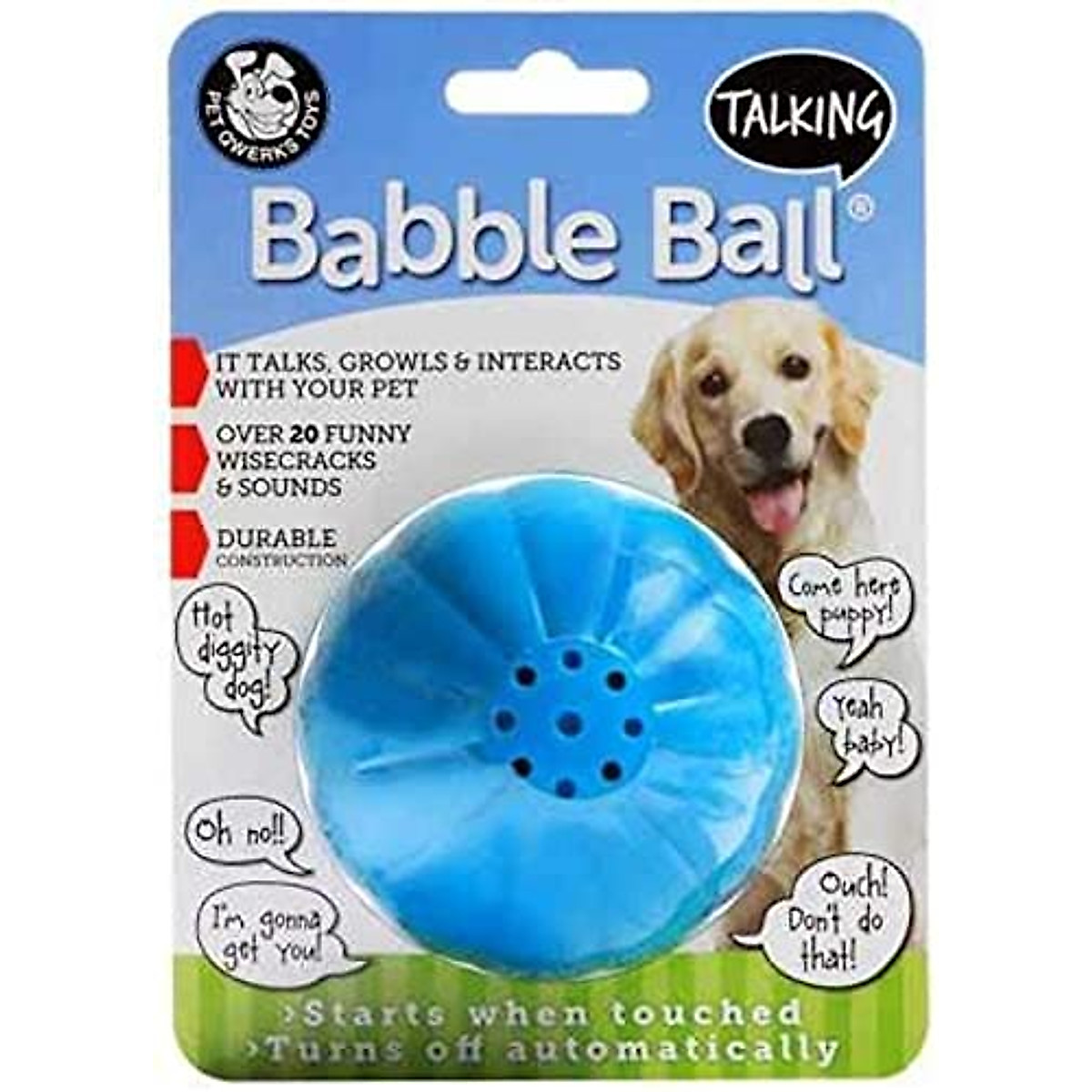 Pet Qwerks Talking Babble Ball - Interactive Chew Dog Toy - Large