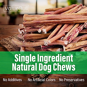 ValueBull Bully Sticks for Dogs, Medium 12 Inch, 50 Count - All Natural Dog Treats, 100% Beef Pizzles, Single Ingredient Rawhide Alternative