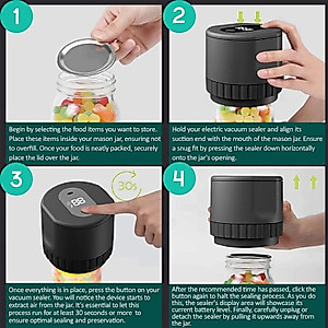 Electric Vacuum Sealer for Mason Jars, True Bright Mason Jar Sealer, True Bright Vacuum Sealer, Ailsion Electric Vacuum Sealer, Truebright Mason Jar Vacuum Sealer (Black + Mini Bag Sealer)