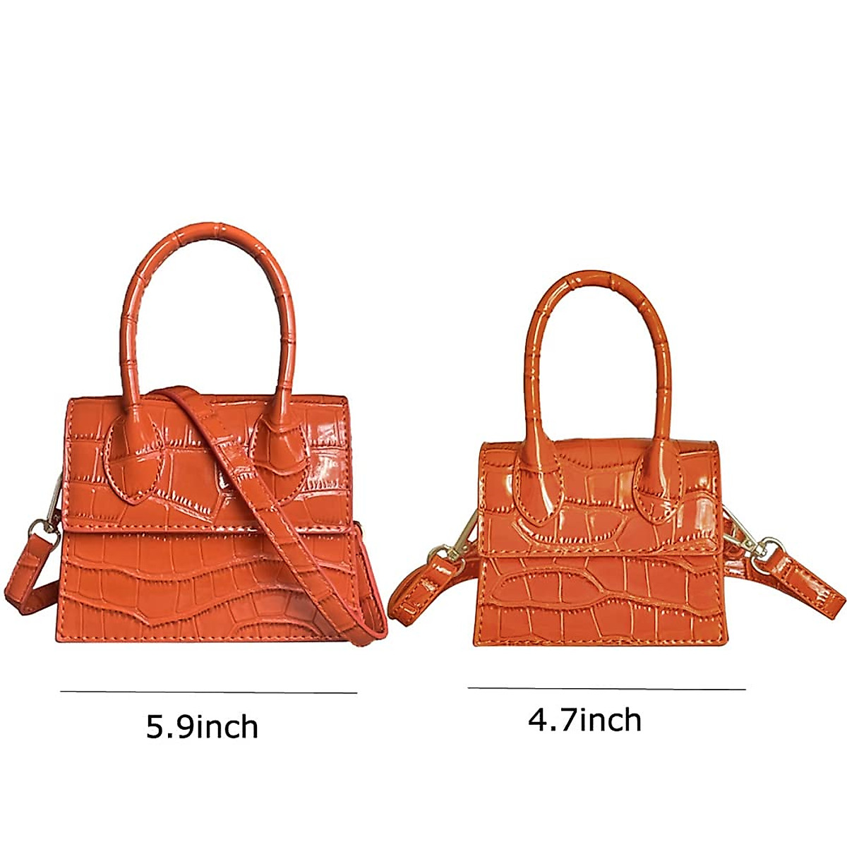 Cute Purse Mini Crossbody Bags for Women Top Handle Clutch Handbag (Orange-large)