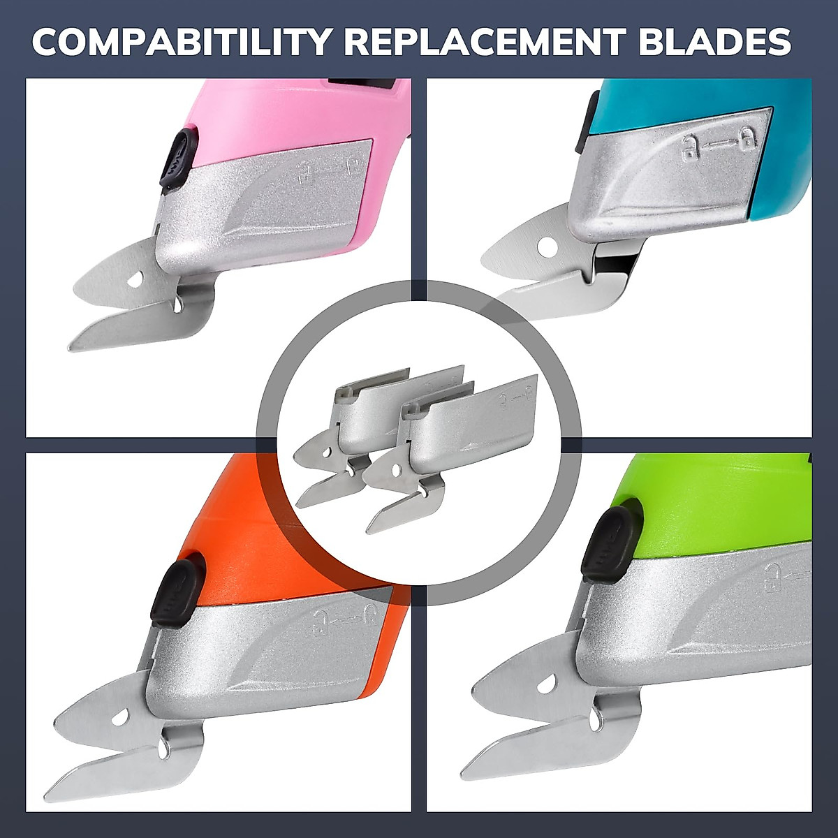 VLOXO Electric Scissors Replacement Blade, Cardboard Cutter Blade Multipurpose Home Electric Fabric Scissors Blade for Cutting Replacement for VLOXO CS4001 "O" and "D" Type Cutter 2 Pack Only Blades